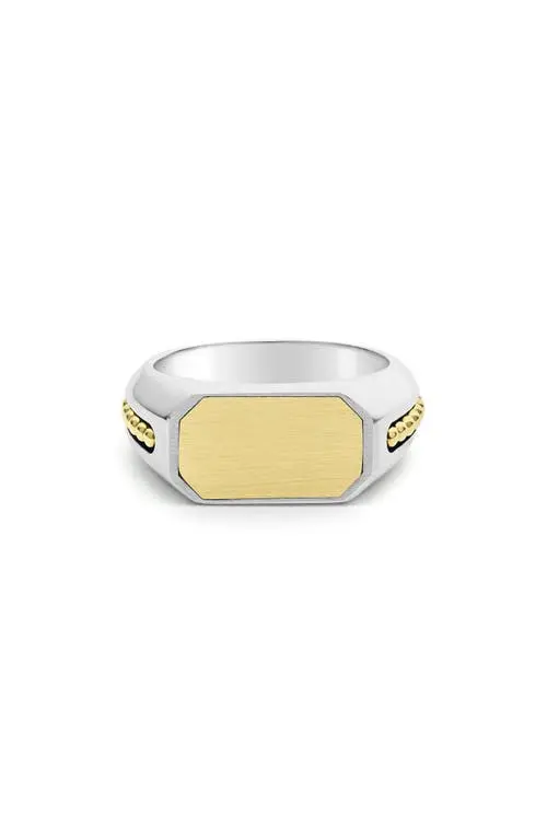 Lagos Anthem Satin Signet Ring - Two-tone