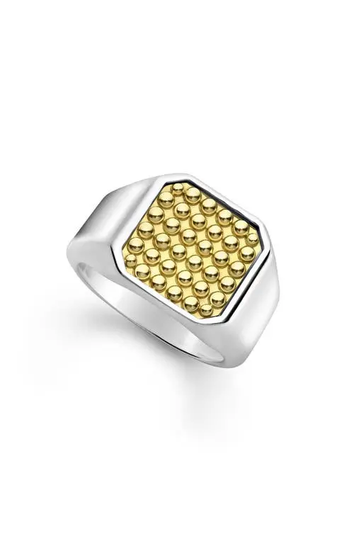 Lagos Anthem Caviar Signet Ring - Two-tone