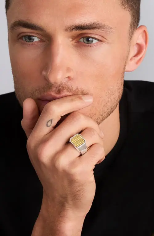 Lagos Anthem Caviar Signet Ring - Two-tone