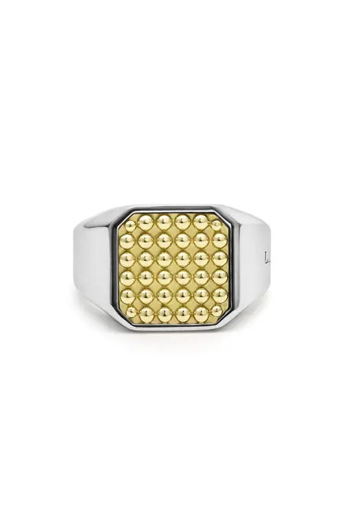 Lagos Anthem Caviar Signet Ring - Two-tone