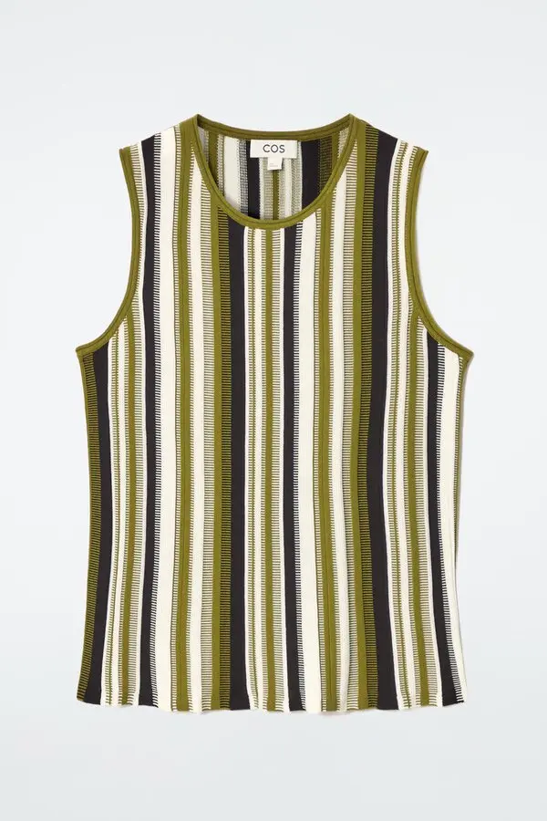 Cos Striped Knitted Tank Top - Green