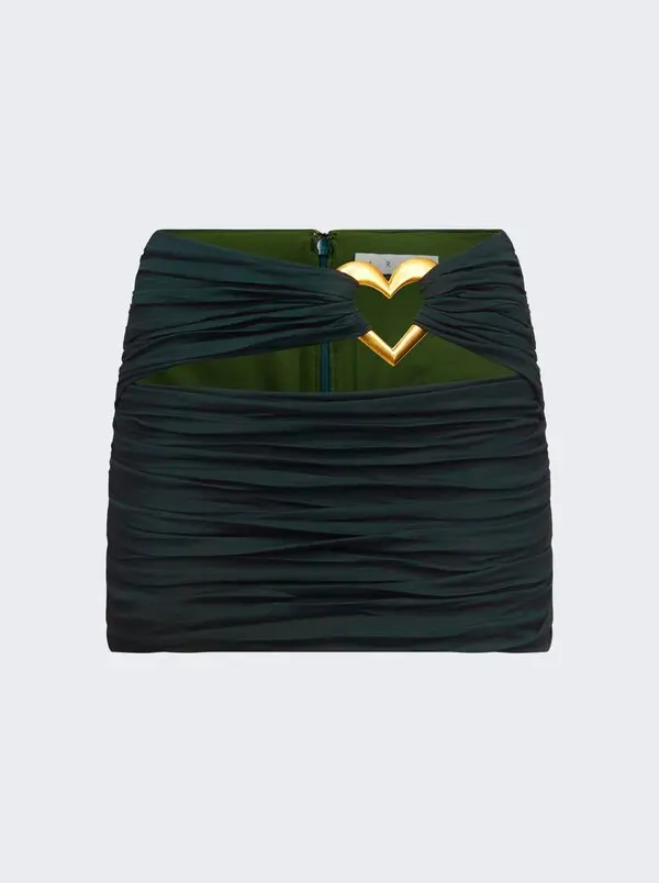 AREA Heart Ruched Mini Skirt - Green