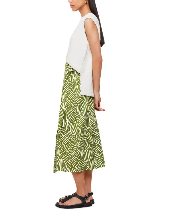 Whistles Linear Leaf Print Wrap Midi Skirt