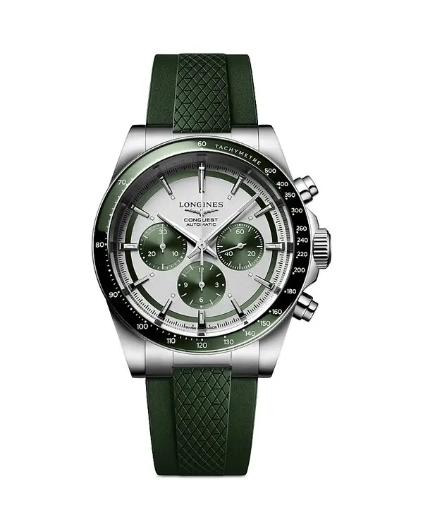 LONGINES Conquest Chronograph 42mm - Silver/green