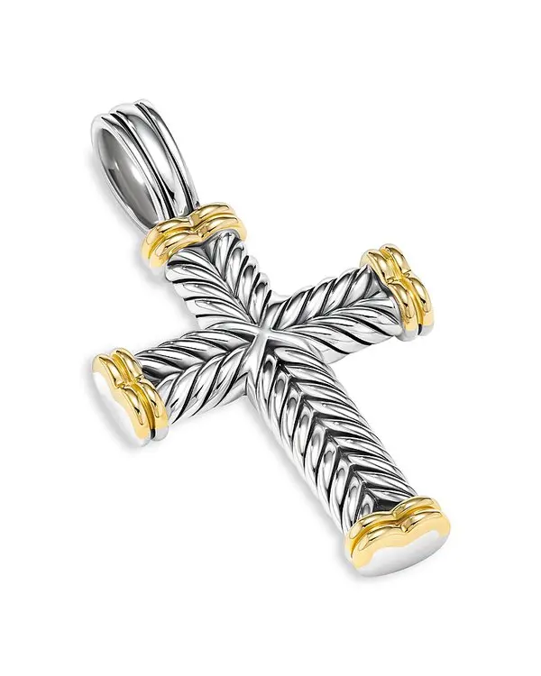 David Yurman Amulets Chevron Cross Pendant - Silver/gold