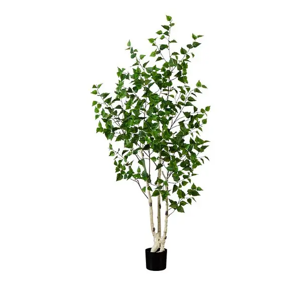NEARLY NATURAL 6' Artificial Birch Tree With Real Touch Leaves - Green