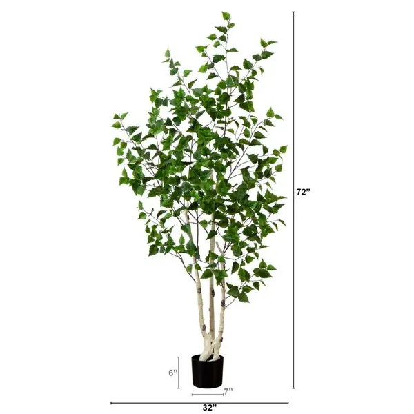 NEARLY NATURAL 6' Artificial Birch Tree With Real Touch Leaves