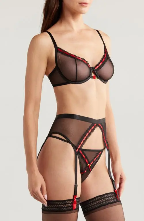 COQUETTE Lace Trim Mesh Underwire Bra