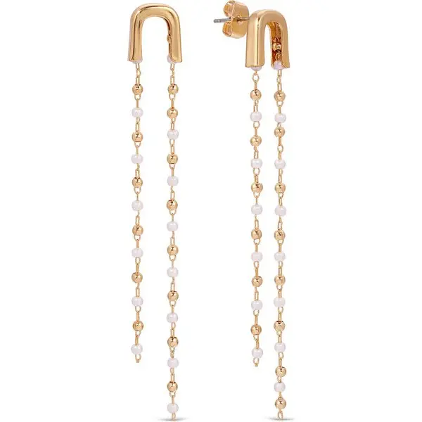 Ettika Imitation Pearl Drop Earrings - Gold