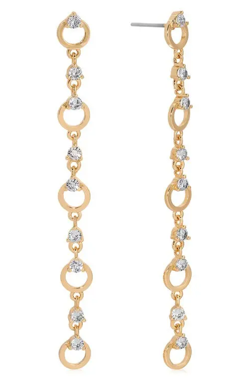 Ettika Cubic Zirconia Linear Drop Earrings - Gold