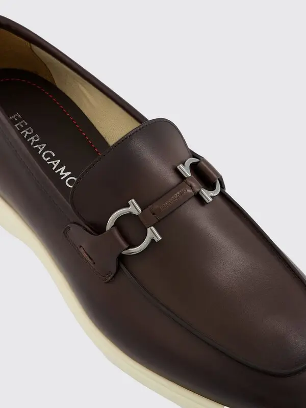 FERRAGAMO Gancini Leather Loafers - Brown