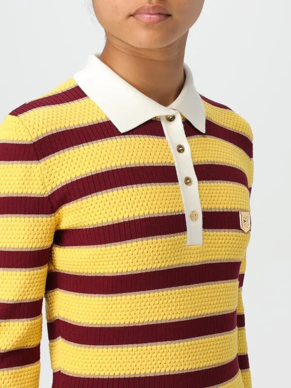 Elisabetta Franchi Striped Knit Dress - Burgundy | Editorialist