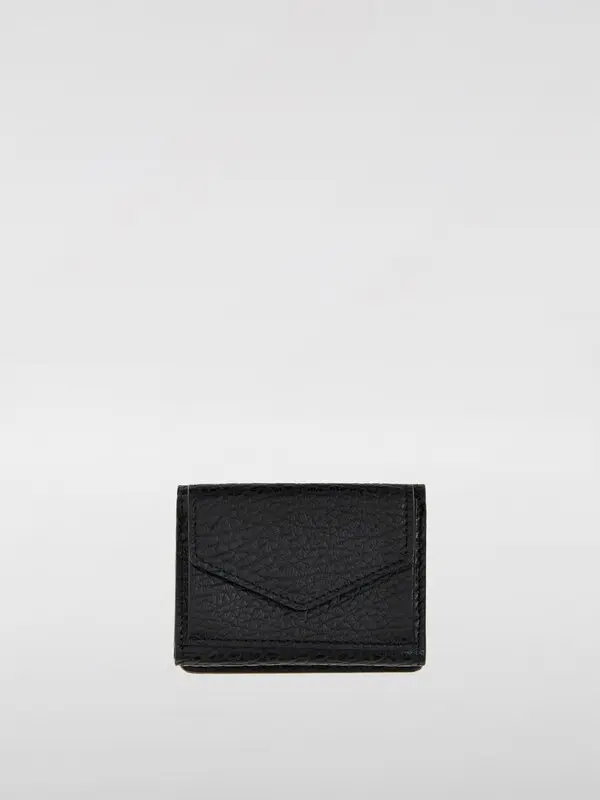 MAISON MARGIELA Grained Leather Tri-fold Wallet With Four Stitches Logo - Black