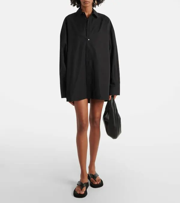 Wardrobe.NYC Oversized Cotton Shirt Dress - Black