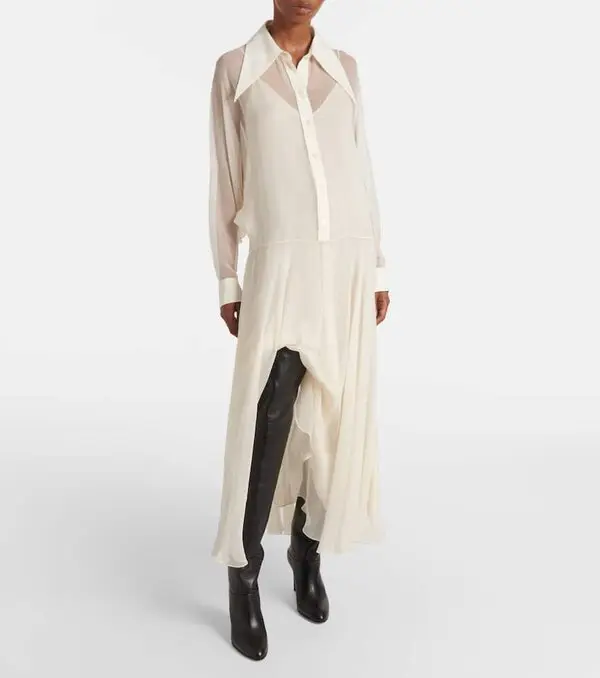 Chloé Silk Chiffon Shirt Dress
