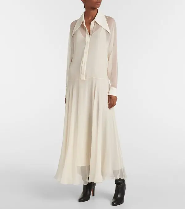 Chloé Silk Chiffon Shirt Dress