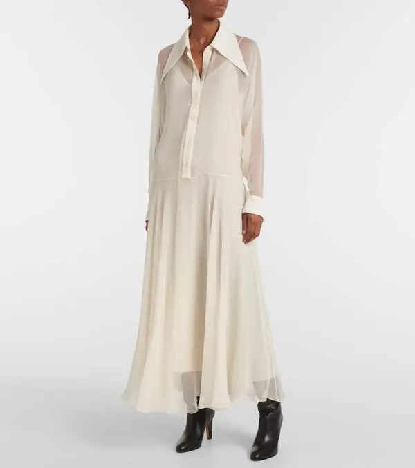 Chloé Silk Chiffon Shirt Dress