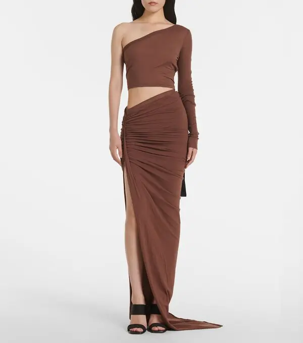 Rick Owens Ziggy Cotton Jersey Top - Brown