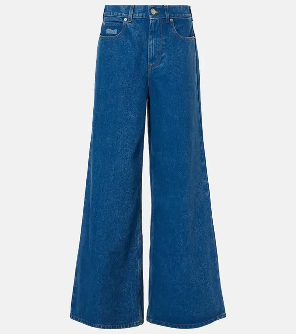 Marni Logo Wide-leg Jeans - Blue