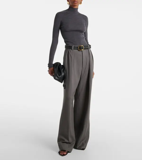 Wardrobe.NYC High-rise Wide-leg Wool Pants - Black