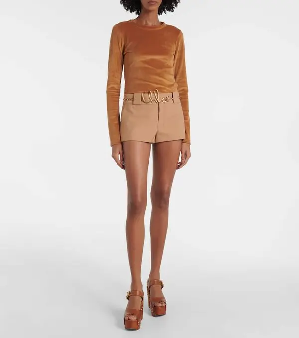 Chloé Virgin Wool Shorts In Mustard