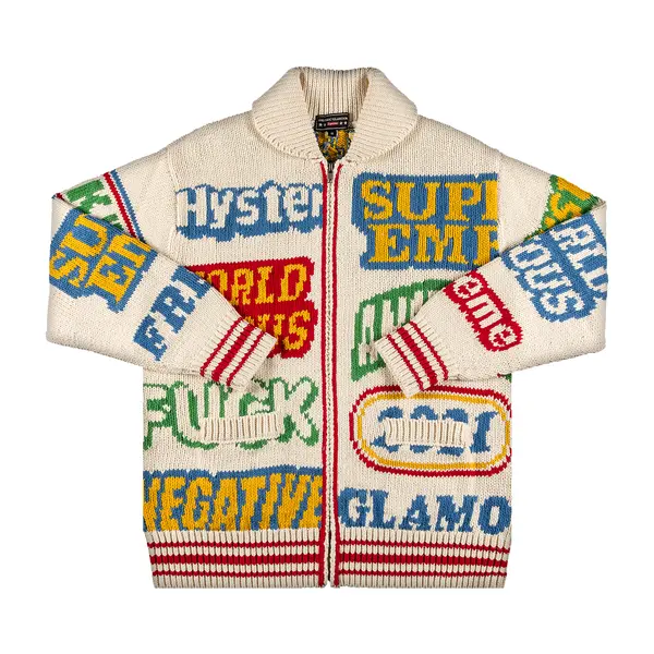 Supreme X Hysteric Glamour Logos Zip-up Sweater - Cream