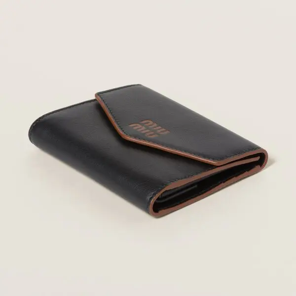 Miu Miu Small Leather Wallet - Black/Cognac | Editorialist