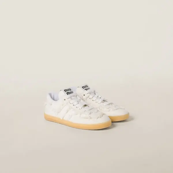 Miu Miu Denim Sneakers - Ivory | Editorialist