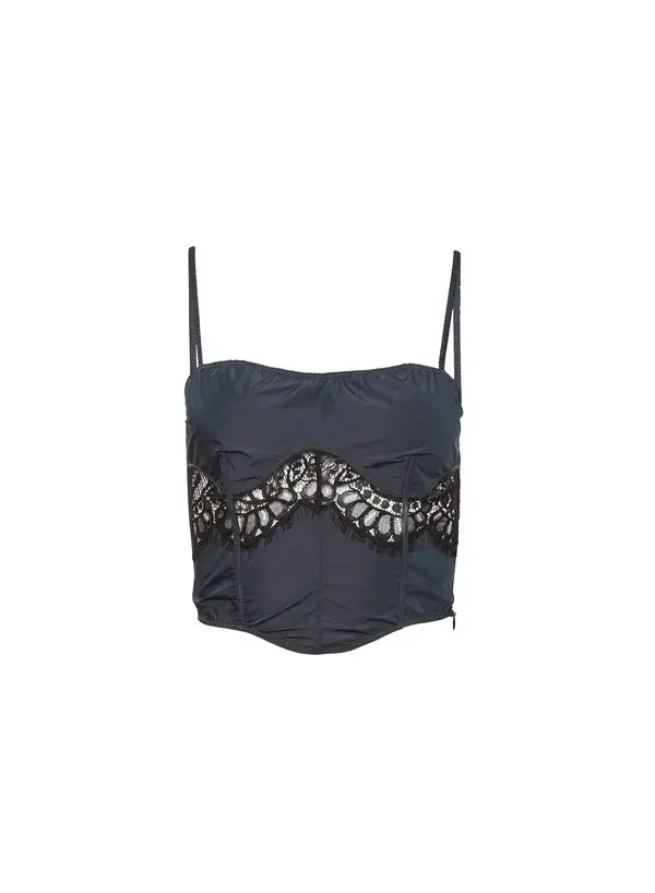 Fleur Du Mal Nylon & Lace Bustier - Shadow