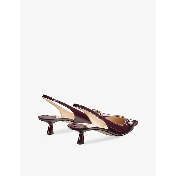 JIMMY CHOO Amita 45 Faux Pearl-embellished Patent-leather Heeled Courts - Garnet