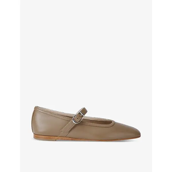 Le Monde Beryl Mary Jane Leather Ballet Flats - Taupe