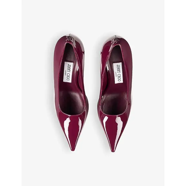 JIMMY CHOO Ixia 80 Logo-embellished Patent-leather Heeled Courts - Garnet