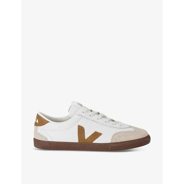 VEJA Volley Logo-embroidered Leather Low-top Trainers - Tan Comb
