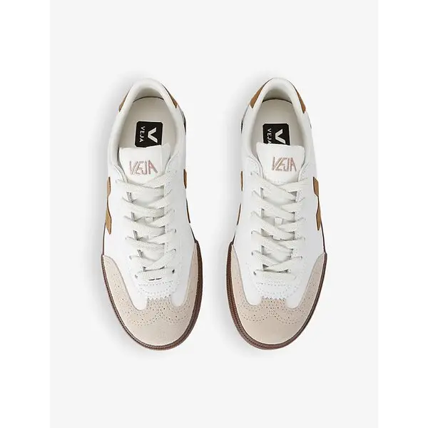 VEJA Volley Logo-embroidered Leather Low-top Trainers - Tan Comb