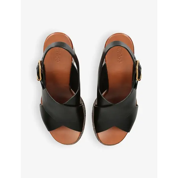 Chloé Maxine Engraved-sole Cowhide Wedge Sandals