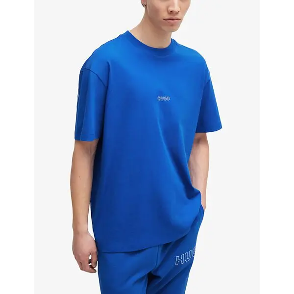 Hugo Logo-print Relaxed-fit Cotton T-shirt Xxl - Open Blue