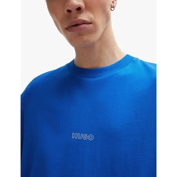 Hugo Logo-print Relaxed-fit Cotton T-shirt Xxl - Open Blue