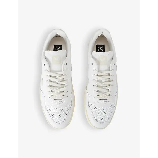 VEJA V-90 Logo-embroidered Low-top Leather Trainers - White/oth