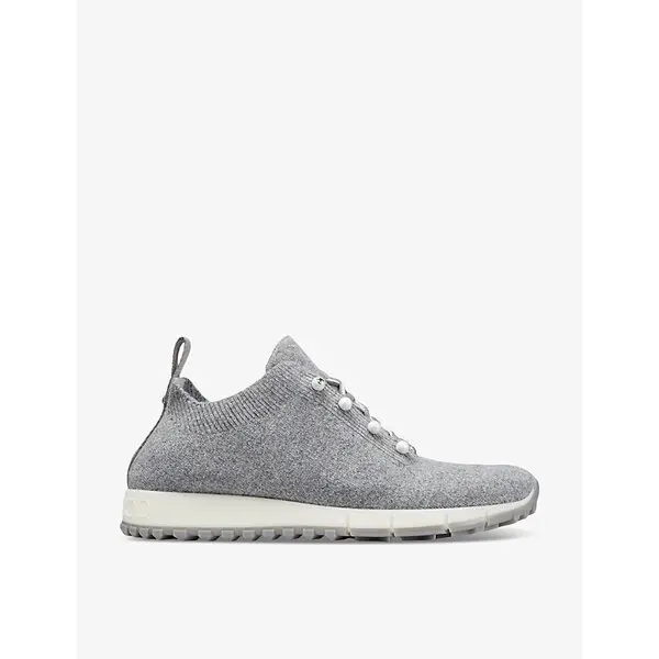 JIMMY CHOO Veles Faux Pearl-embellished Knitted Low-top Trainers - X Ash Mix
