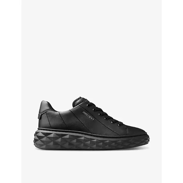 JIMMY CHOO Diamond Light Logo-embossed Leather Low-top Trainers - V Black/black