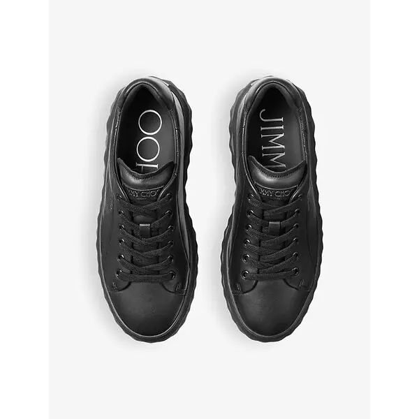 JIMMY CHOO Diamond Light Logo-embossed Leather Low-top Trainers - V Black/black