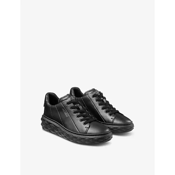 JIMMY CHOO Diamond Light Logo-embossed Leather Low-top Trainers - V Black/black