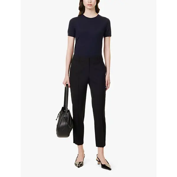 Theory Round-neck Ribbed Wool-blend Top