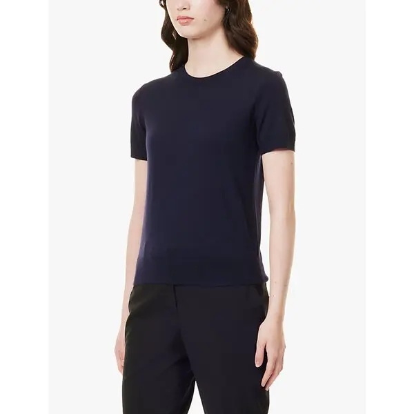 Theory Round-neck Ribbed Wool-blend Top