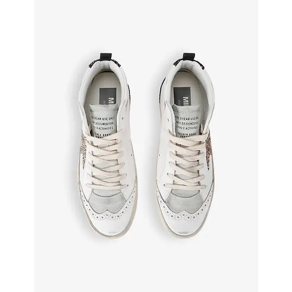 GOLDEN GOOSE Midstar 11923 Star-embroidered Mid-top Leather Trainers - White/comb