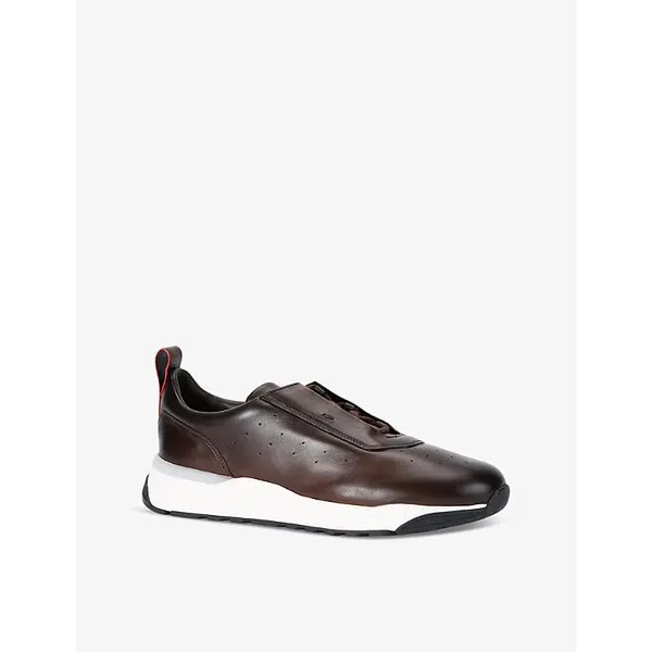 Santoni Innova Perforated Leather Low-top Trainers
