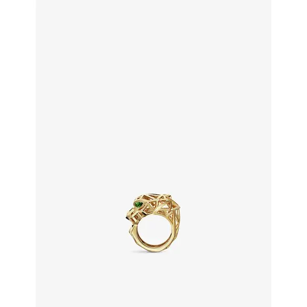 Cartier Panthère De 18ct Yellow-gold, Onyx, And Tsavorite Garnet Ring - Yellow Gold
