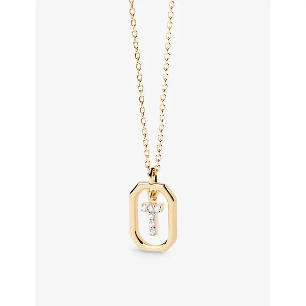 PDPAOLA Letter T Mini Pendant Necklace - Gold