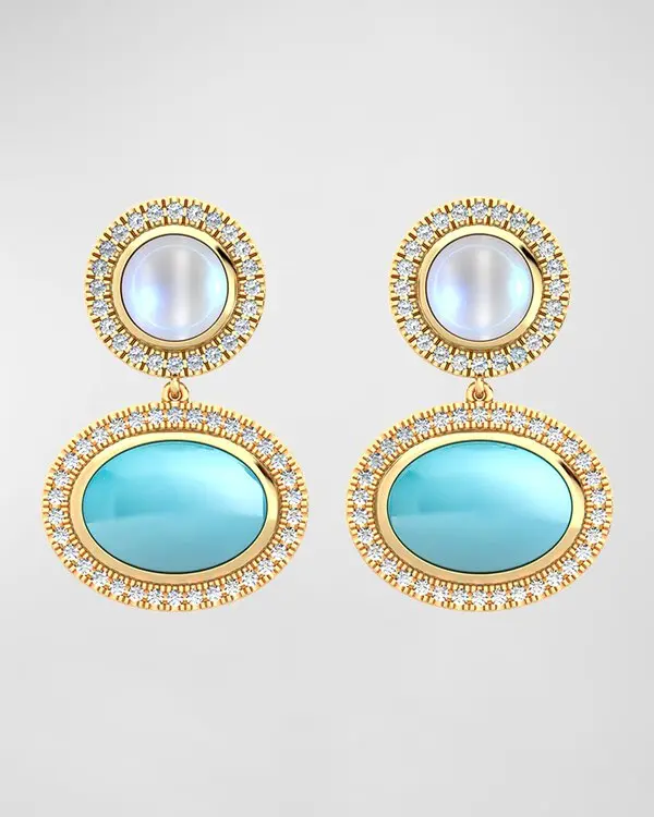 JAMIE TURNER Aurora Diamond Earrings - Turquoise & Moonstone