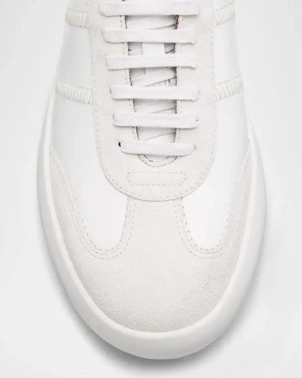 Brioni Mixed Leather Cassette Sneakers - White
